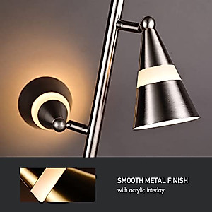 O’Bright Ash - 3-Light LED Tree Floor Lamp, Dimmable 3-Head LED, Multidirectional Standing lamp, Adjustable Multi-Shade, Swivel Cone Floor Lamp for Living Room, Bedroom, Brushed Nickel