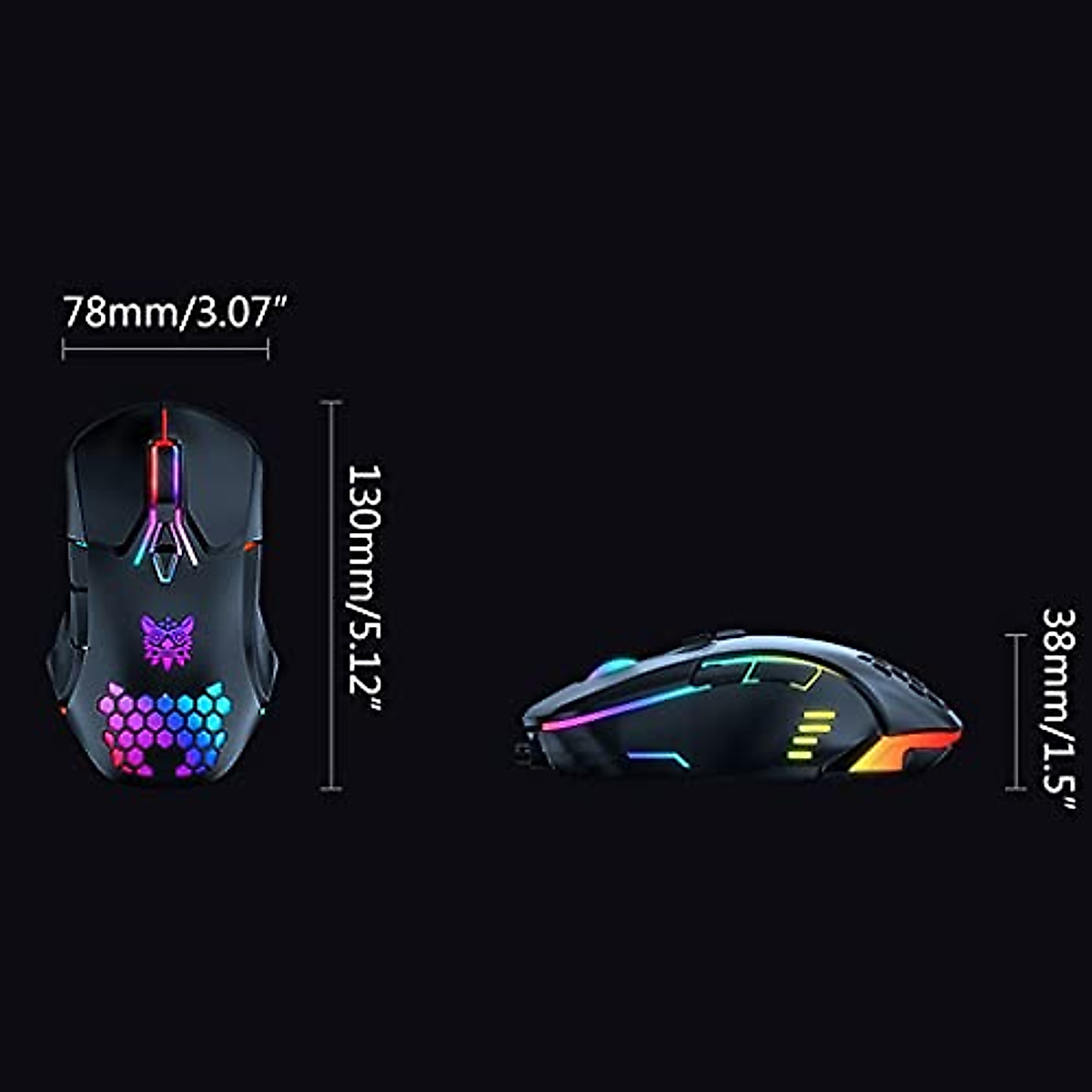 Lazy Pad,uvvy Wired Computer Mice Ergonomic Design Adjustable 6400dpi for Pc Office and Home Rgb Backlit 7 Keys Corded Computer Mouse
