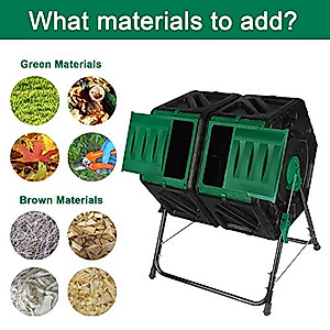 Dual Chamber Grow Tumbling Composter Tumbler Twin Compartment Chamber Outdoor Garden Steel Rotating Batch Compost Bin 2 Sliding Doors