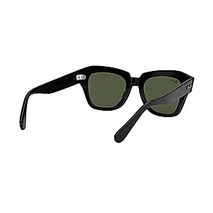 Ray-Ban RB2186 State Street Square Sunglasses, Black/G-15 Green, 49 mm