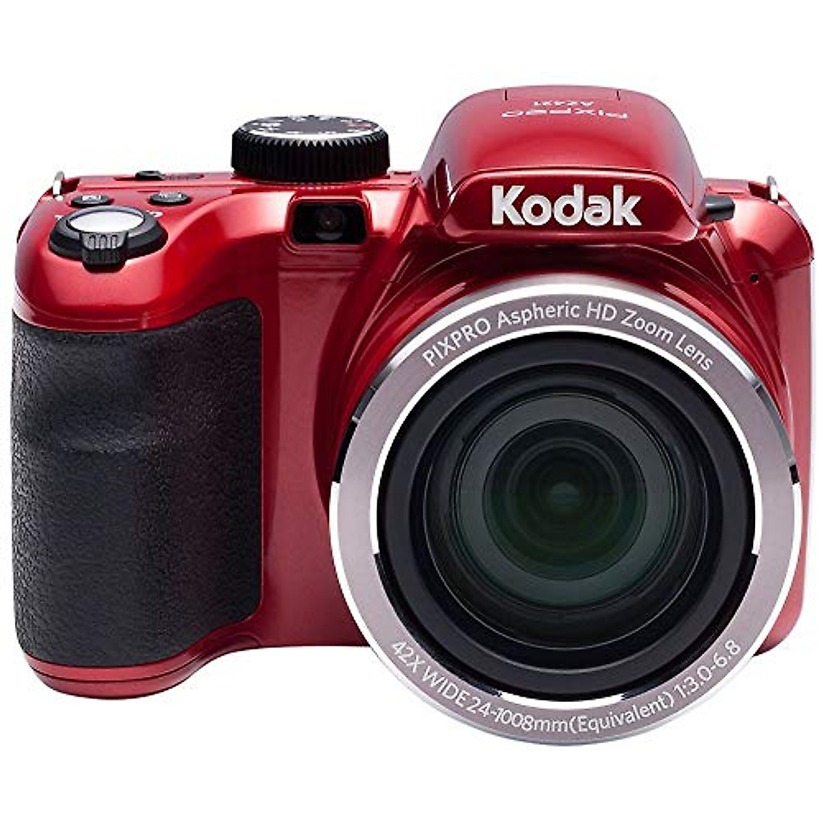KODAK PIXPRO AZ421 Astro Zoom 16MP Digital Camera with 42x Optical Zoom (Red) Bundle with 32GB SD Memory Card and Accessory Bundle (3 Items)