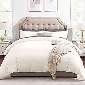 Dreamcountry Duvet Cover Oeko-TEX Certified Washed Cotton Duvet Cover Set 3 Pieces, Ultra Soft Bedding Comforter Cover with 2 Pillow Shams, Zipper Closure and Corner Ties(Queen, White)