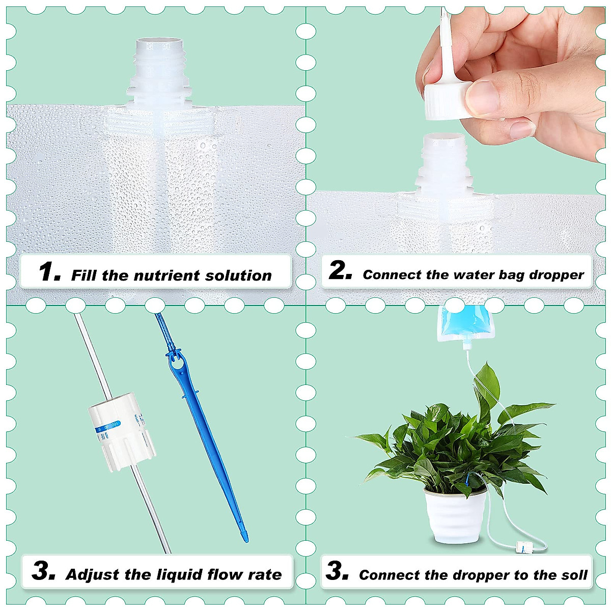 Plant Drip Irrigation Bag Automatic Irrigation Device with Water Bag Automatic Watering System Plant Waterer Self Kit for Potted(4 Pieces)