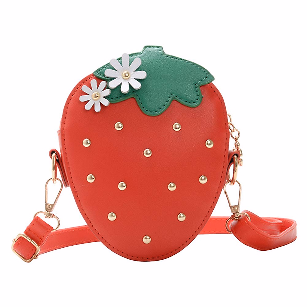 Amosfun Strawberry Shape Shoulder Mini Bag Novelty Cute Handbag Clutch Fruit Shaped Wallet Strawberry Coin Purse Crossbody Bag for Women Girl