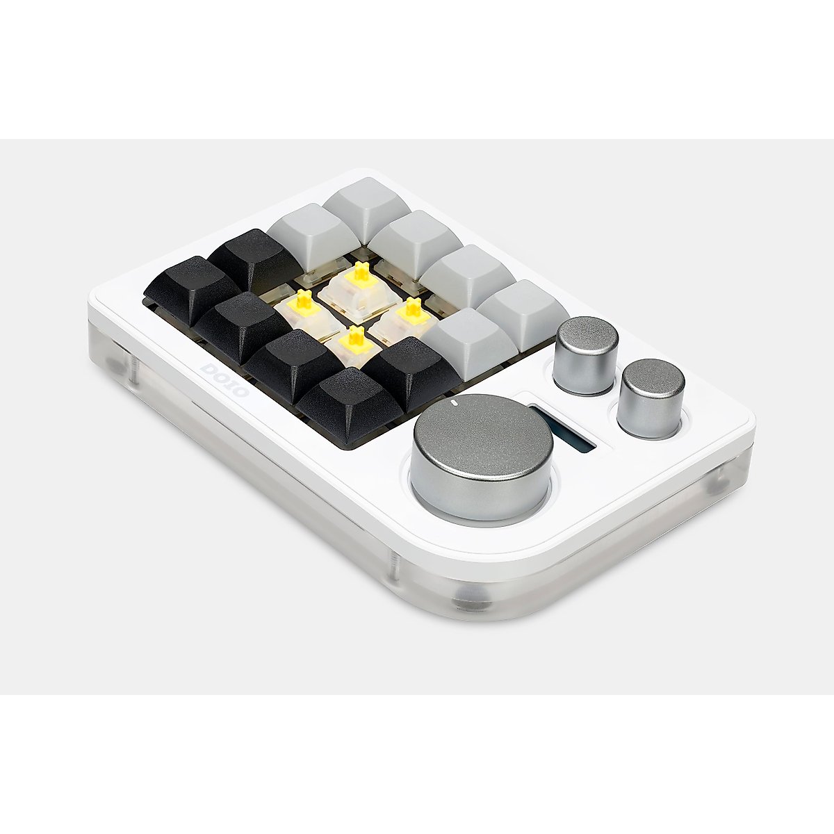 KEEBMONKEY Megalodon Triple Knob Macro Pad Programmable Designer Mini Keyboard 16 Keys (White)