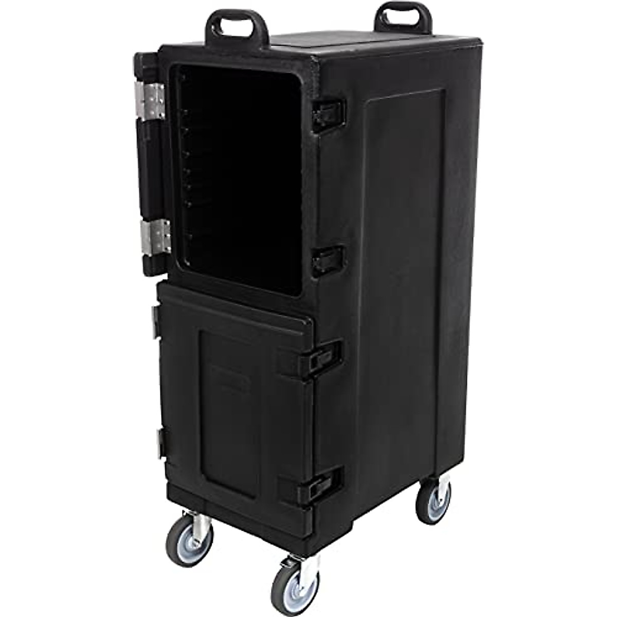 Carlisle FoodService Products Cateraide Plastic Insulated Dual Capacity Food Pan Carrier With Dolly, 10 Pan Capacity, 50 Inches, Black