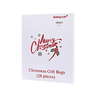 Sattiyrch Christmas Gift Bags 28 Count,Xmas Holidays Kraft Gift Bag Assorted Sizes,7 Jumbo, 7 Large, 7 Medium, 7 Small