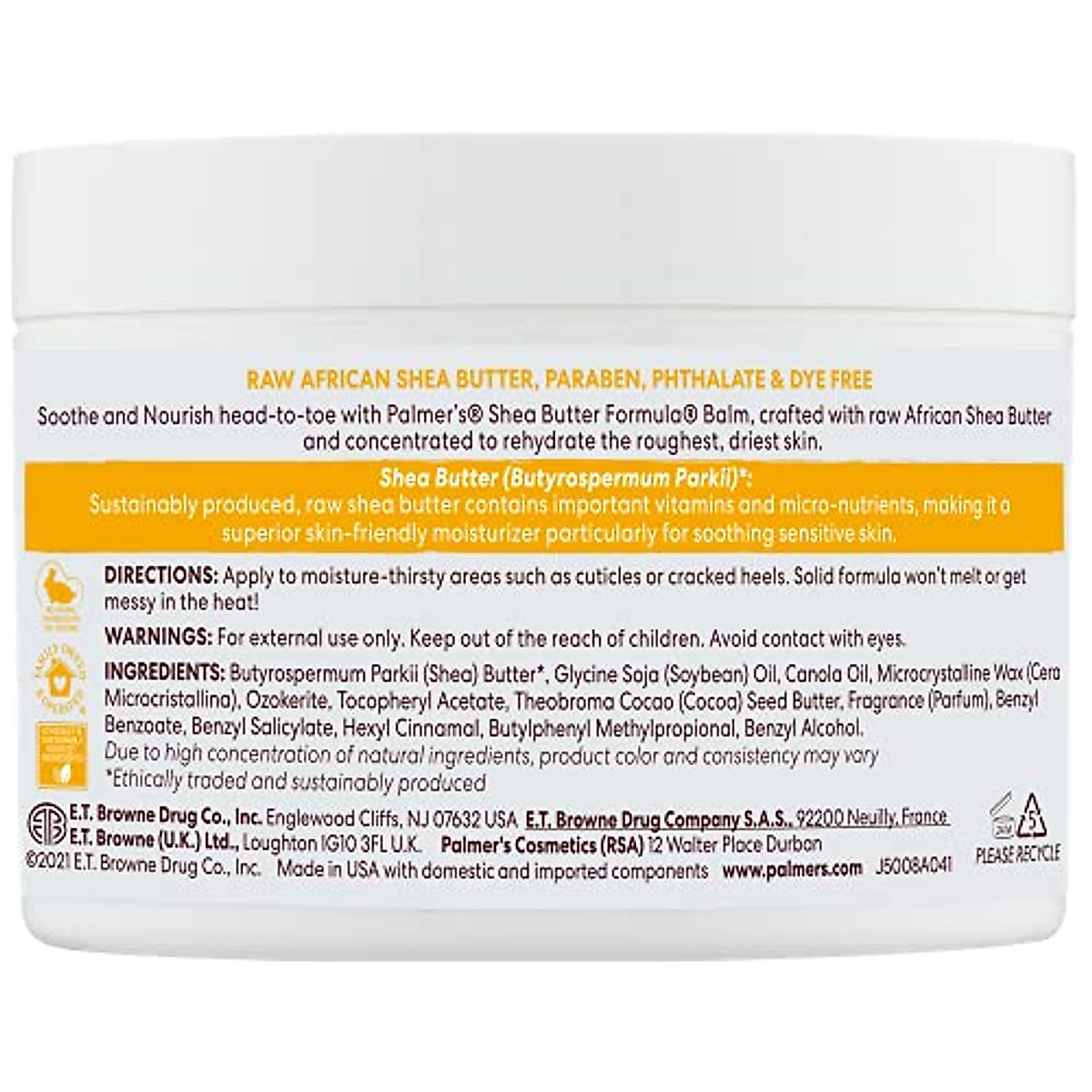 Palmer’s Shea Butter Formula Raw African Shea Butter Balm, Nourishing Body Moisturizer for Rough, Dry Skin, 7.25 Ounces