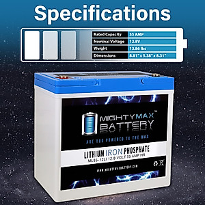 Mighty Max Battery 12V 55AH Lithium Replacement Battery compatible with Minn Kota Endura Trolling Motor