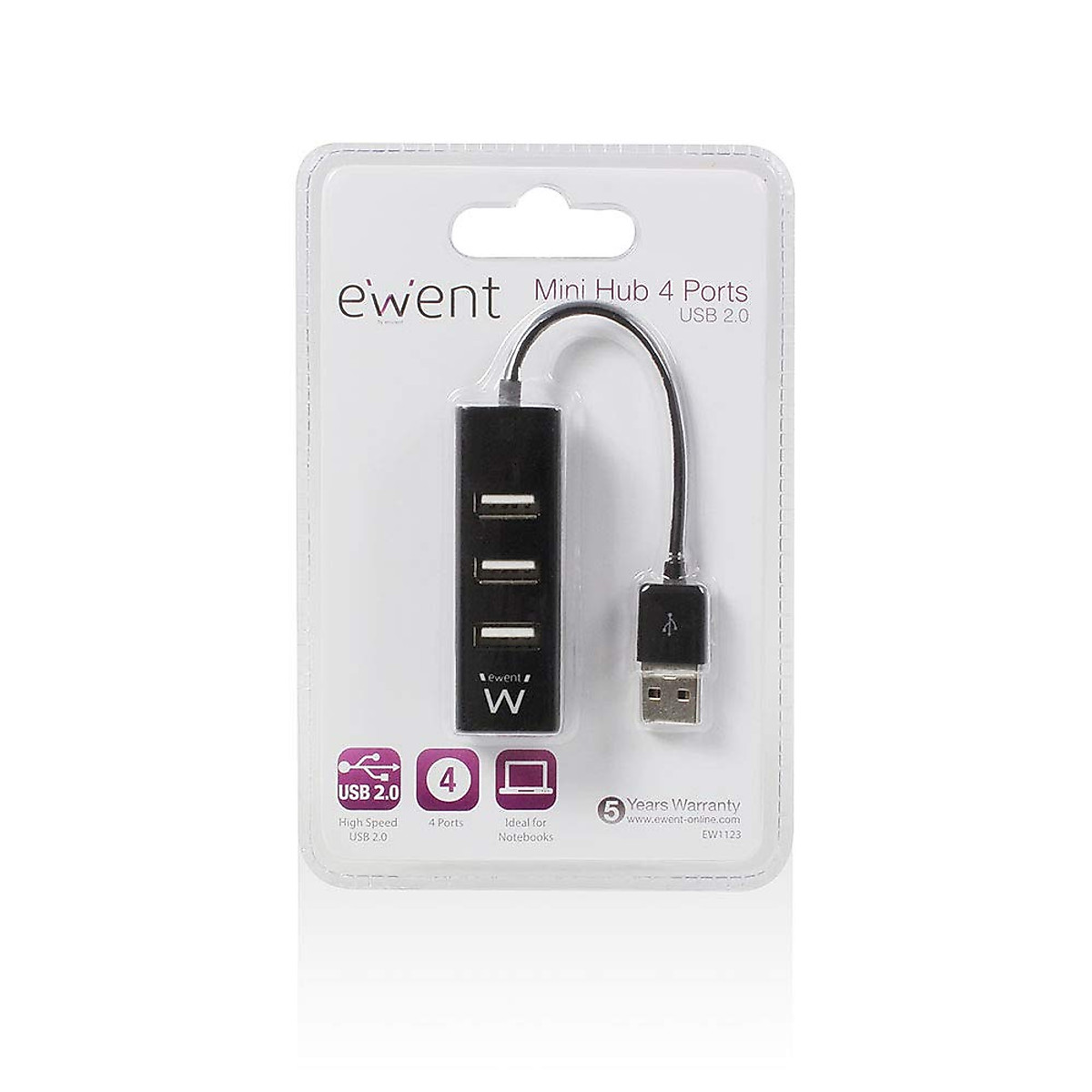 Ewent 4 Port USB 2.0 Hub - Black