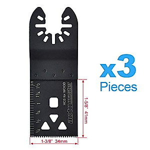 ACTOMASTER HCS Plunge Flush Cutting Blade Set for Oscillating Tool Multitool, Pack of 9