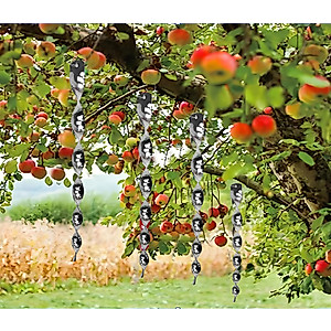 12" Woodpecker Repellent Reflective Sticks Decorative Wind Powered Rotating Bird Control Patio Pool Reflective Strips for Christmas Decoration (10 Pack Silver)