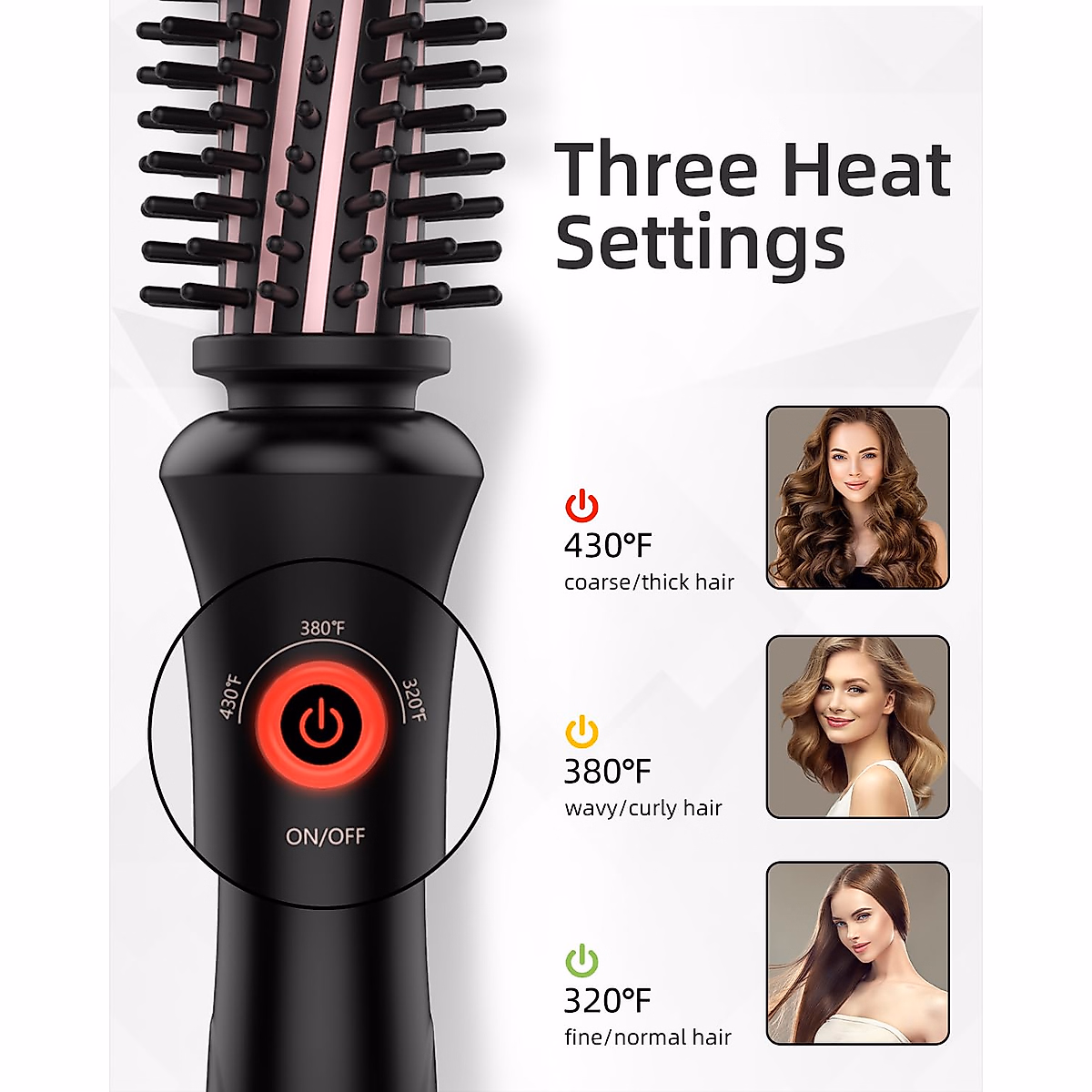 Curling Iron Brush 1 Inch, Heated Styling Round Brush Curling Iron Travel Dual Voltage，3 Temps Anti-Scald Hot Curling Brush Culer for Short Hair