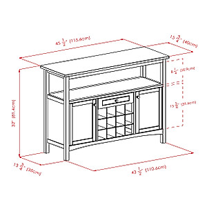 Winsome Colby Buffet Cabinet, Walnut, 45.51x15.75x32.05