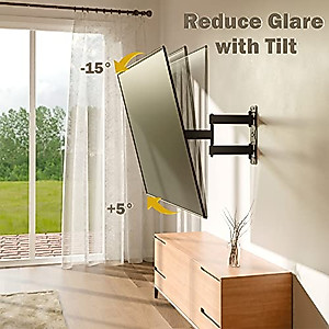 Mounting Dream TV Wall Mount for Most 26-55 Inch TVs, Full Motion TV Mount with Perfect Center Design on Single Stud Articulating Mount Max VESA 400x400mm up to 77 LBS, Wall Mount TV Bracket MD2413-MX