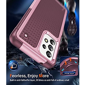 LeYi for Samsung A52 Case, A52 Samsung Phone Case with 2 Pack Screen Protectors, Dual Layer Protective Hard PC Back & Soft Bumper Resilient Shock Absorb Phone Case for Galaxy A52 5G, Red Pink