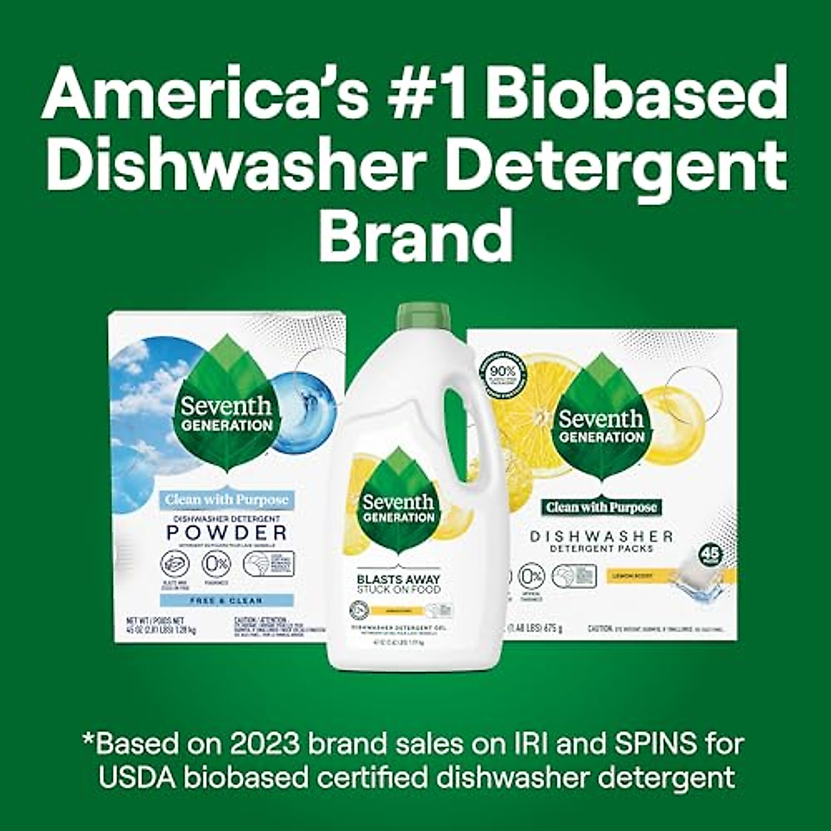 Seventh Generation Dishwasher Detergent Gel Liquid Soap Lemon Scent Dish Detergent 42 oz, Pack of 6