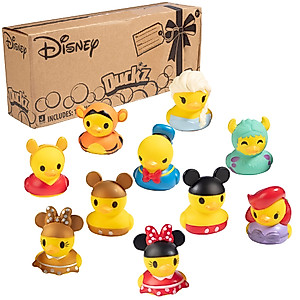 Disney Duckz Rubber Duckies - Mickey, Minnie, Elsa, Ariel and More - 10 Different Duck Characters - Great Easter Gift & Bath Toy for Kids - Ages 3+
