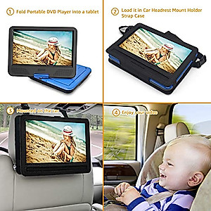 Car Headrest Mount Holder Strap Case for Swivel & Flip Style Portable DVD Player --Suitable for 10 Inch to 10.5 Inch Screen