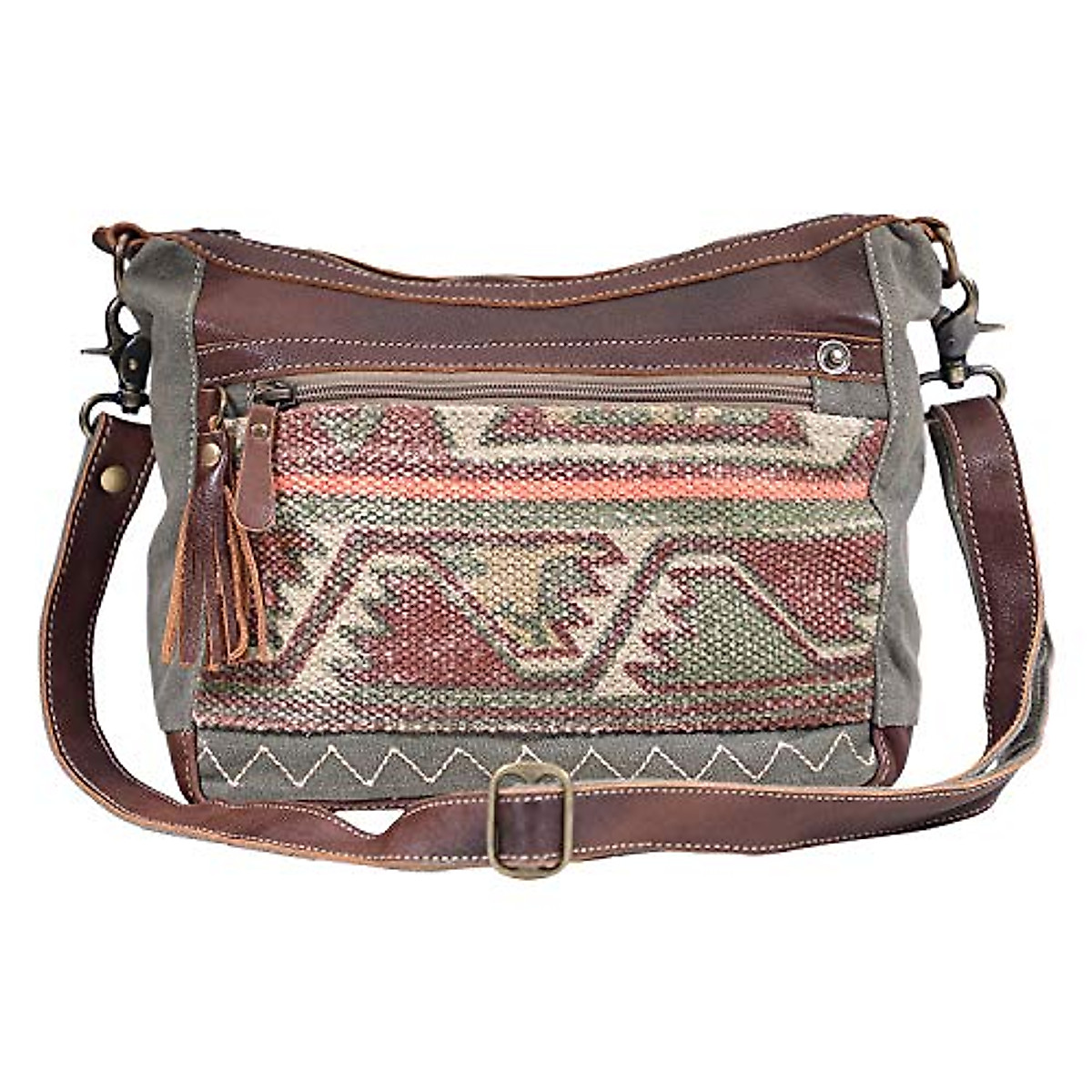 Myra Bag Luguni Upcycled Canvas & Leather Shoulder Bag S-1610
