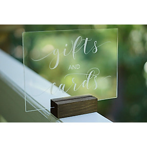 Cedar and Ink Set of 5 Wood Place Card Holders for Table Numbers 1-20, Acrylic Sign Holder or Paper Table Numbers - Rustic Wooden Place Card - Wedding Sign Holder for Reception (Walnut Stain)