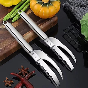 Fish Scale Knife Cut Scrape Dig 3-in-1 Tool, Stainless Steel Fish Scaler Remover, Fish Peeler Open Belly and Dig Out Fish Cleaner Tool Kitchen Accessory(1 piece)