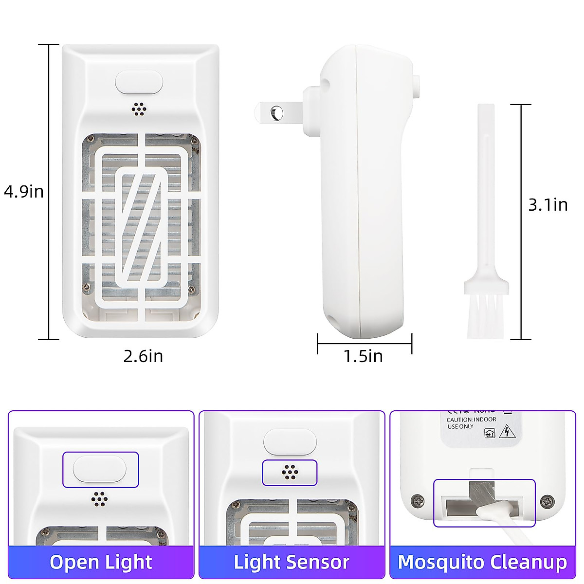 Jahy2Tech Bug Zapper Indoor Plug in Electronic Mosquito Zapper Indoor Mosquito Killer Lamp with UV Light Attractant, Fruit Fly Traps Indoor for Home, Living Room, Office Pest Control, 2 Pack, White