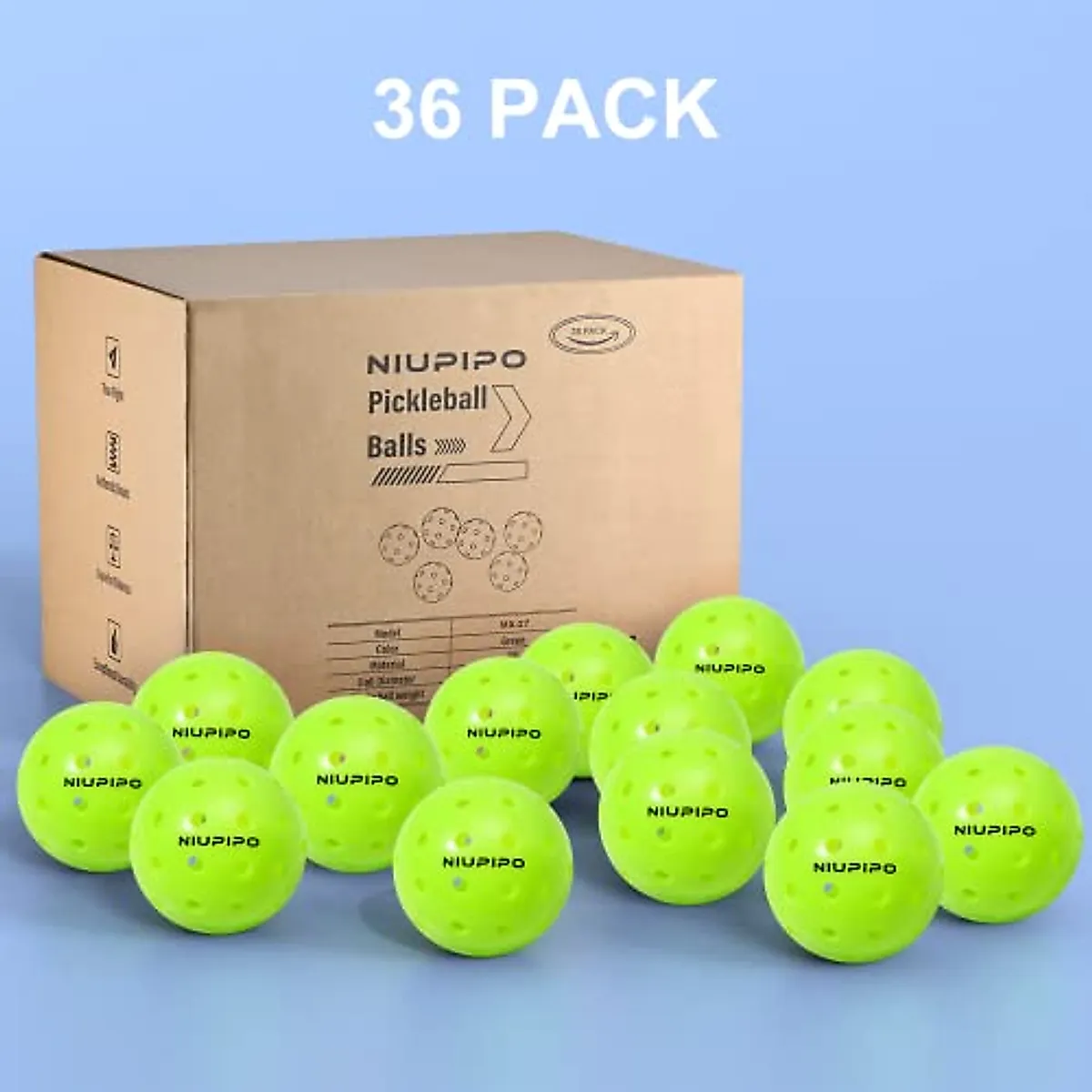 niupipo Pickleball Balls/Pickleball Net, Outdoor Pickleball Balls, USAPA Approved Pickle Balls/Portable Pickle Ball nets for Tournament, High Elasticity & Durable, 3/6/12/36/100 Pickleball Balls Pack