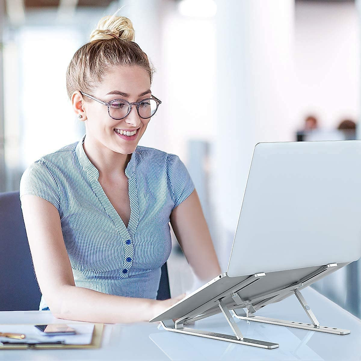 SGIN Laptop Stand for Desk, Computer Stand Laptop Riser for Laptop, Portable Notebook Stand Compatible with 9-15.6 inch Laptops(Silver)