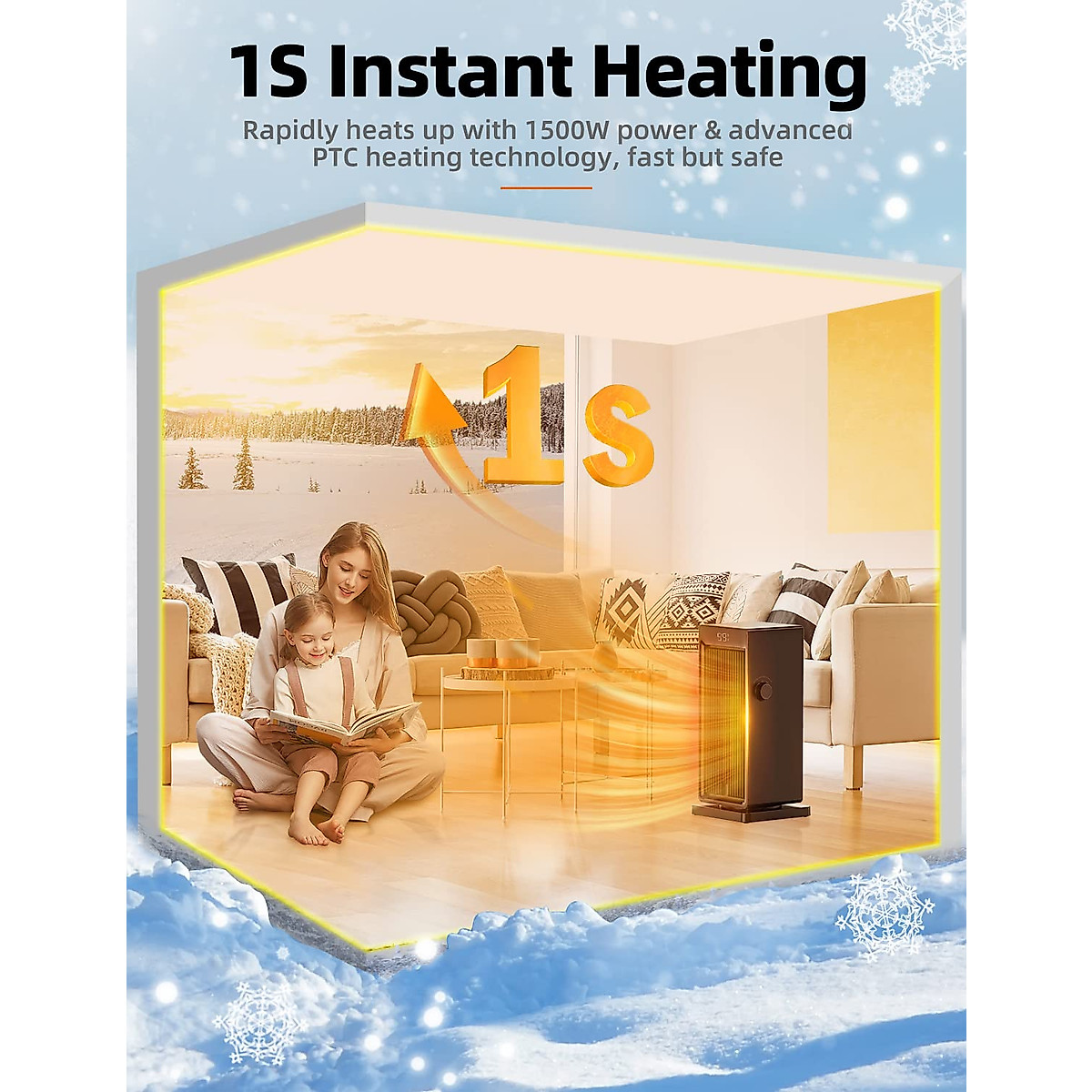 Space Heater, SANVINDER 1500W Portable Heater for Bedroom, ECO Thermostat 90° Oscillating, 24 hours timer, Fast Heating Electric Heater with Remote, Overheat Protection, LED Display for Bedroom Office