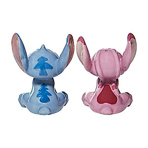 Enesco Disney Ceramics Stitch and Angel Salt and Pepper Shaker Set, 3.5 Inch, Multicolor