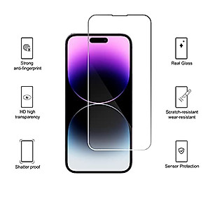 Ailun 3 Pack Screen Protector for iPhone 14 Pro[6.1 inch] + 3 Pack Camera Lens Protector,Sensor Protection,Dynamic Island Compatible,Case Friendly Tempered Glass Film,[9H Hardness] - HD