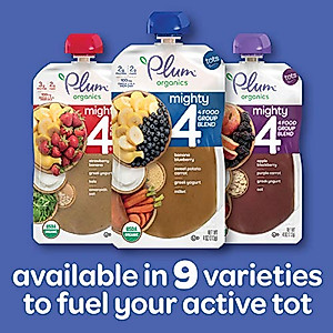 Plum Organics Mighty 4, Organic Toddler Food, Banana, Kiwi, Spinach, Greek Yogurt & Barley, 4 oz Pouch (Pack of 6)