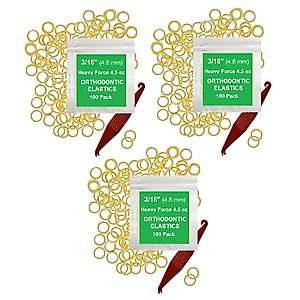 Orthodontic Elastic Rubber Bands - 3/16 Inch, Small, 300 Pack, (4.5 Ounce) for Braces, Dreadlocks, Hair Braids, Fix Tooth Gap, Includes Free Elastic Placer - Natural - Heavy