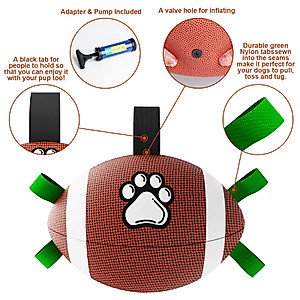QDAN Dog Toys Football, Interactive Dog Toys for Tug of War,Superbowl Football Party Decorations Favor, Dog Water Toy, Durable Dog Balls for Small & Medium Dogs(8 inch)