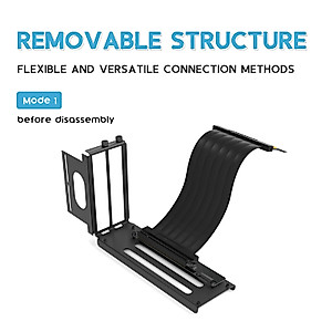 IBEST IMPETUS Vertical GPU Mounting Bracket Graphics Card Holder Kit with PCIE Riser Cable 90 Degree Right Angle 25cm Black