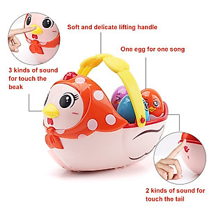 PUSITI Baby Toys Electronic Learning Toys for 2 3 4 5 Years Old Toddlers Kids Education Music Toys Easter Eggs and Hen Basket Musical Toys for Boys and Girls Birthday Gift 18 Months and Up