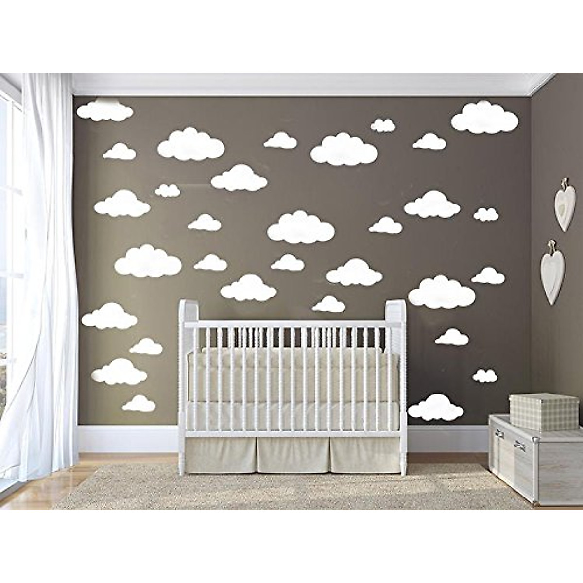31 pcs Mix Size 4-10 inch White Clouds Wall Decal Sticker for Kids Bedroom Decor -DIY Home Decor Vinyl Clouds Mural Baby Nursery Room Wallpaper Art Wall Decoration Poster YYU-14 (White)