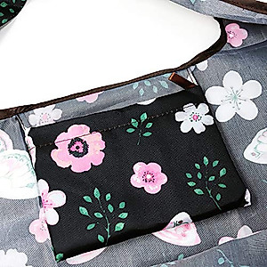 allydrew Large Foldable Tote Nylon Reusable Grocery Bags, Midnight Butterfly