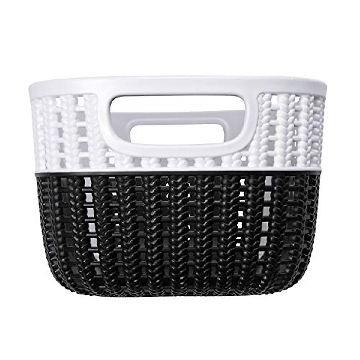 Simplify 2 Pack 2 Tone Sailor Knot Storage Tote | Decorative Basket | Closet Organization | De-clutter | Accessories | Toys | Bathroom Organization | Small | Black