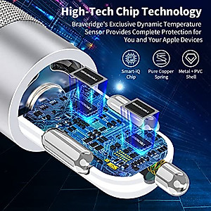 [Apple MFi Certified] iPhone Fast Car Charger, IDiSONCABLE 40W 2-Port PD 3.0 USB C Car Charger All Metal Cigarette Lighter Adapter with 2 Pack Type C to Lightning Cable for iPhone/iPad/Airpods Pro