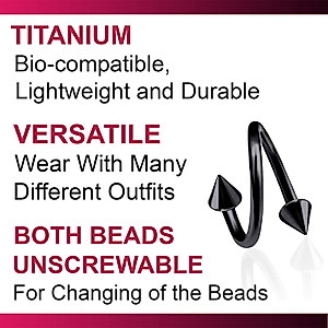 bodyjewellery 2pcs 16g Spiral Barbell Piercing Black Titanium Twisted Studs Hoop Cartilage Earring Eyebrow Helix Tragus Bar Lip B2OCA