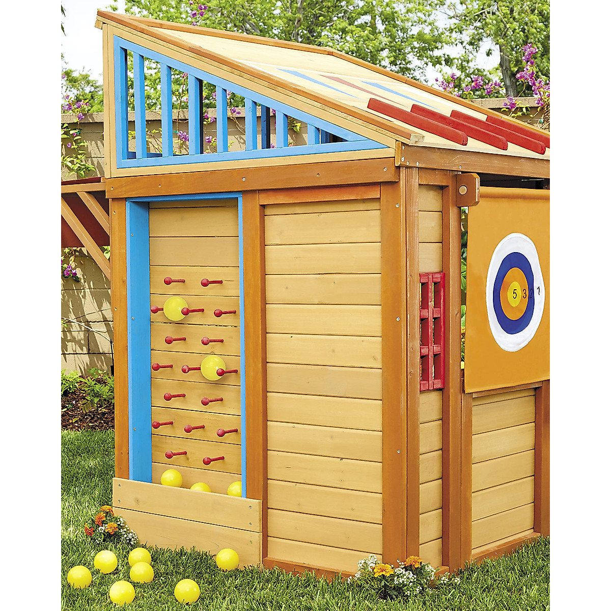Little Tikes Real Wood Adventures 5-in-1 Game House, Outdoor Wood Game Playhouse for All Kids, Boys and Girls Ages 3+