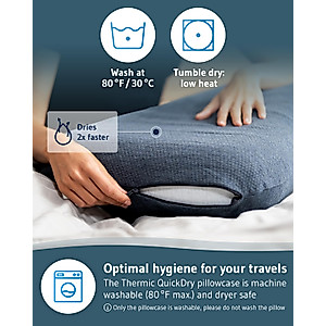 Travel Pillow VOLAR QuickDry | Memory Foam Neck Pillow | Quick Drying & Thermoregulating | Includes travel bag | Ergonomic Pillow For Sleeping on Airplane, Hotel, Camping, Couch - Designed in Germany