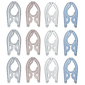 12PCS Foldable Travel Hangers, Portable Folding Travel Hangers, Collapsible Hangers for Clothes, Space Saving Hangers for Clothes, Non-Slip & Lightweight for Home and Travel (4 Colors)