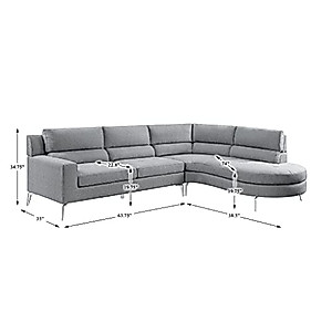 Homelegance 103" Sectional Sofa with Chaise End, Gray
