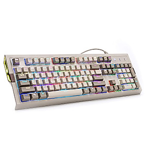 FIRSTBLOOD ONLY GAME. AK510 Retro Mechanical Gaming Keyboard - PBT SP Spherical Keycaps - Classic Grey-White Matching - RGB Backlight - Red Switches-New