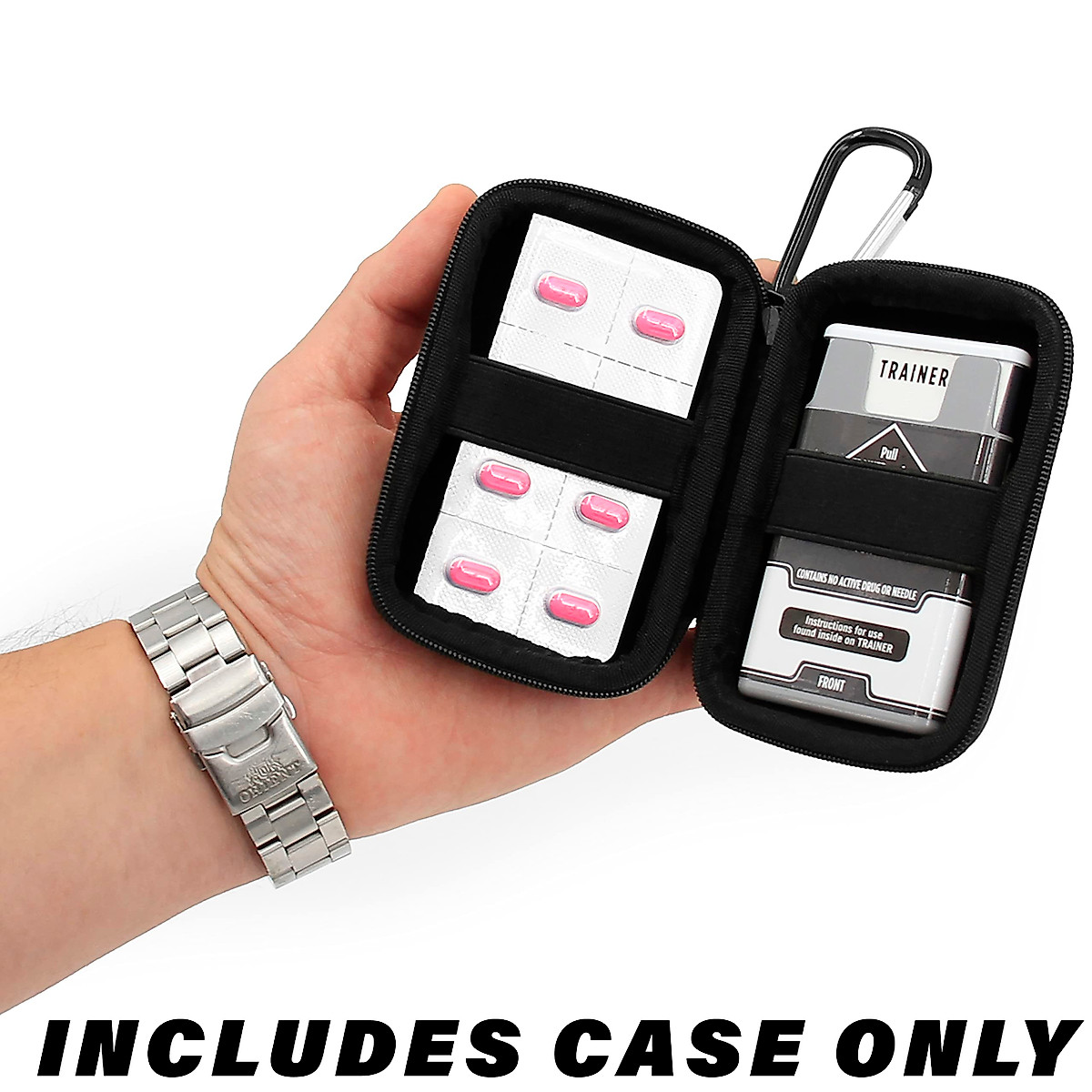 CASEMATIX Protective Carrying Case Compatible with Two Auvi Q Epipen Injectors or Allergy Supplies, Includes Case Only