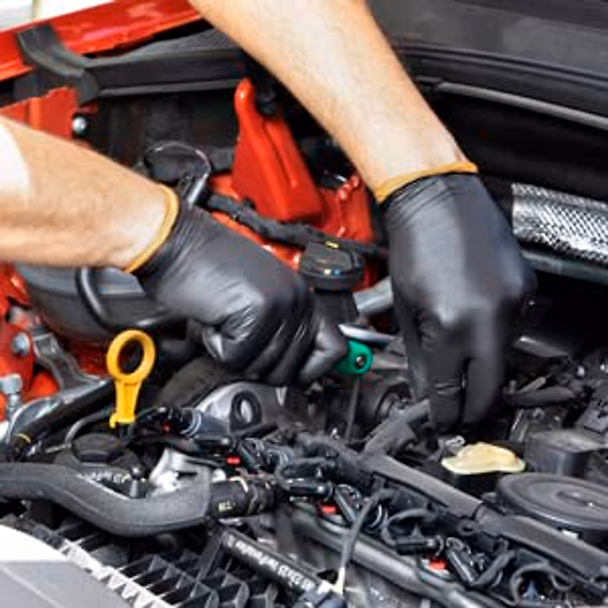 HALYARD Black-FIRE Nitrile Exam Gloves w/Quick Check, Breach Detection, Powder-Free, 5.5 mil, 9.5", Black/Orange, X-Small, 44755 (Box of 150)