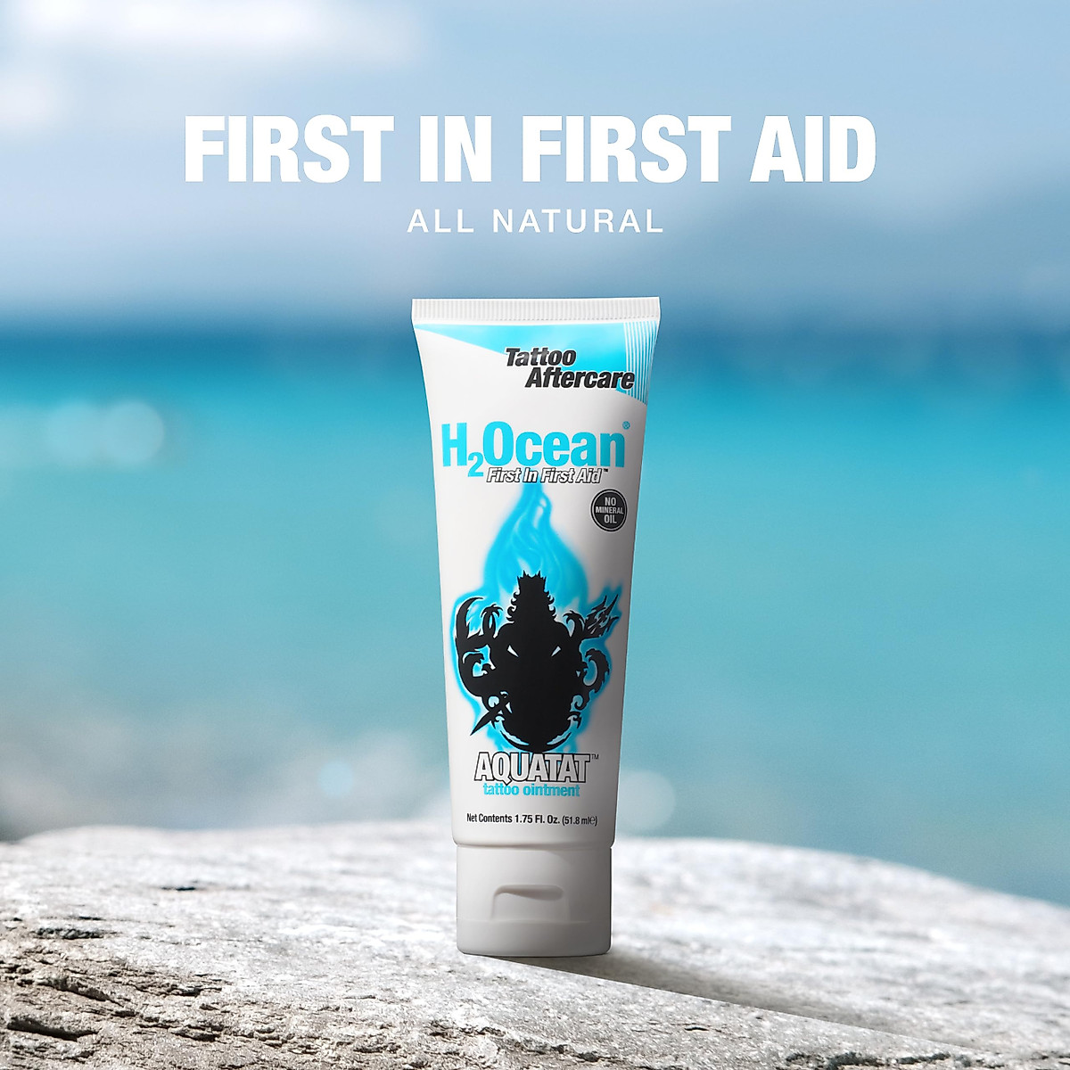 H2Ocean Aquatat Tattoo Healing Ointment - Tattoo Aftercare Cream for Tattoo Supplies - Fragrance- & Dye-Free Tattoo Care Ointment with Vitamins A & B - 1.75 oz